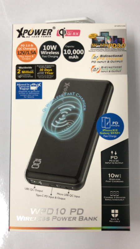XPower WPD10 PD12V/1.5A 10000mAh Wireless Power Bank (Black) 價錢、規格及用家意見 ...