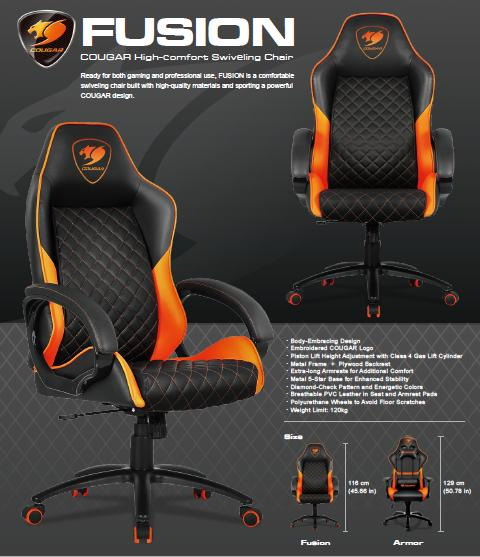 Cougar Fusion Gaming Chair 電競椅 價錢、規格及用家意見 - 香港格價網 Price.com.hk