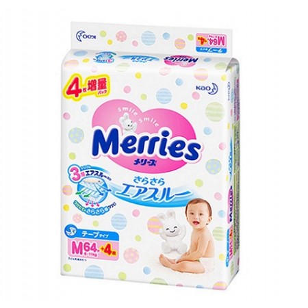 Kao 花王 Merries 尿片 M碼 64+4枚 (日本內銷版) 價錢、規格及用家意見 - 香港格價網 Price.com.hk