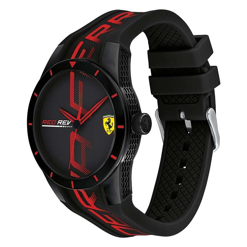 Scuderia Ferrari Black Red Rev watch with Red Logo and detailing ...