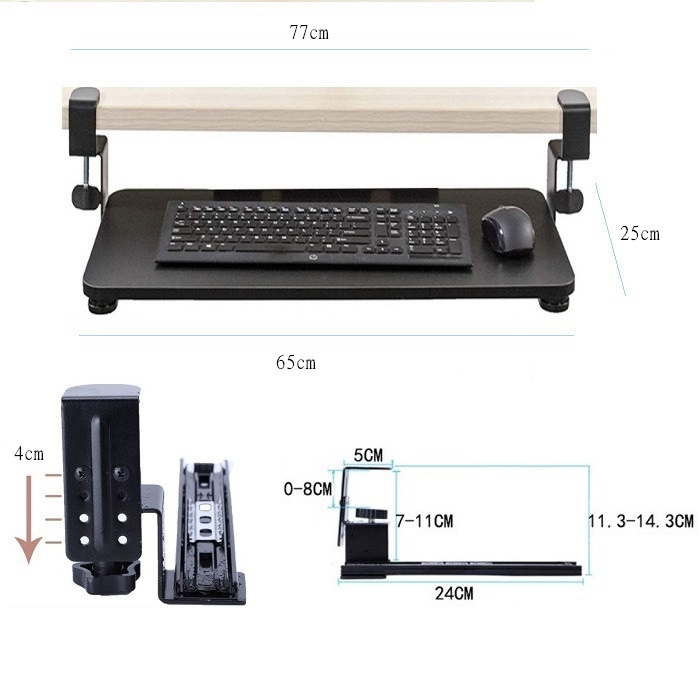 CyberTech Steel Fiberboard (Instant Installtion) Keyboard Tray (65 x ...