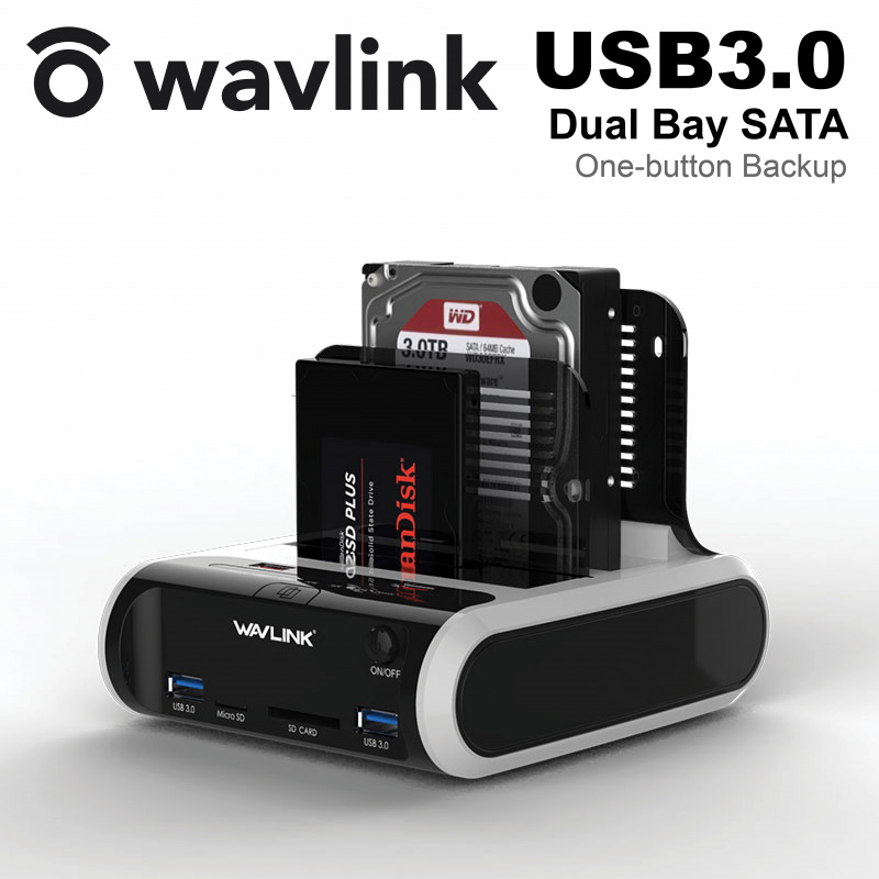 Wavlink USB 3.0 to SATA Dual Bay External Hard Drive Docking Station ...
