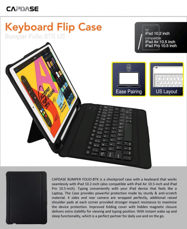 Capdase Keyboard Flip Case Bumper Folio for iPad 10.2inch / iPad 10 ...