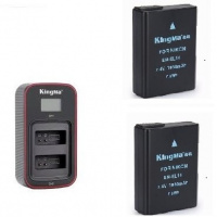 KINGMA 2 Pcs EN-EL14 Lithium-Ion Battery Pack With BM058 Dual USB Type-C Charger 兩電池連雙充充電機 (7.4V ...