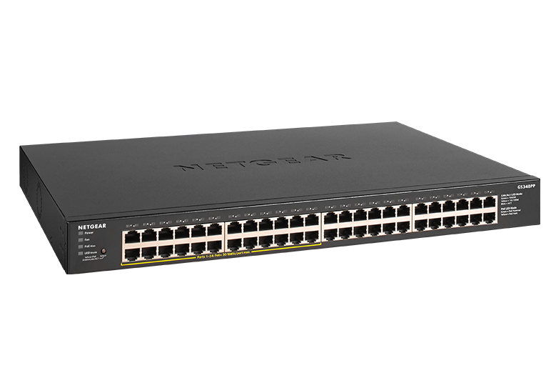 Netgear 48-Port Gigabit Ethernet Unmanaged PoE+ Switch (380W) GS348PP ...