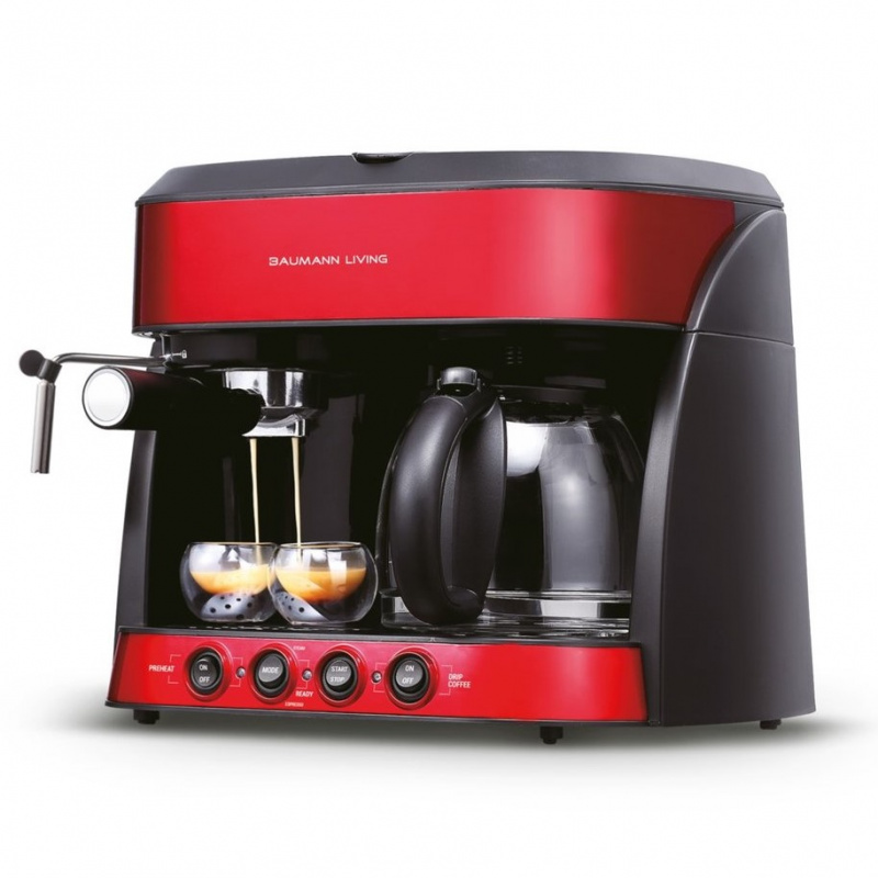 Baumann 2-in-1 Espresso & Drip Coffee Machine with Milk Frother 美式+意式特濃 ...