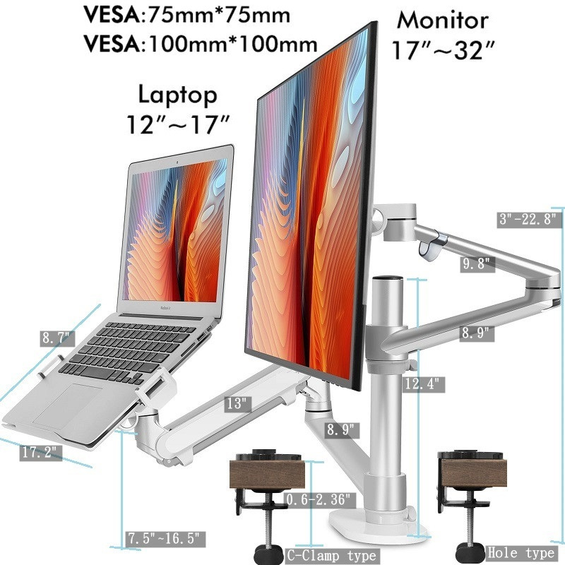 CyberTech Aluminium Alloy Egonomic Adjustable Laptop & LCD Monitor ...