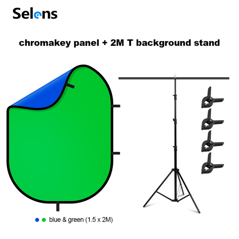 Selens 2m(H) x 1.5m(W) Chromakey Screen Background With 2m(H) x 2m(W) T ...