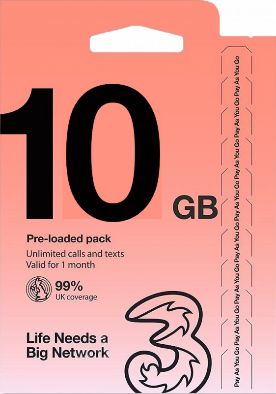 3UK 英國+歐洲 30日 10GB 無限分鐘流動數據儲值卡 價錢、規格及用家意見 - 香港格價網 Price.com.hk