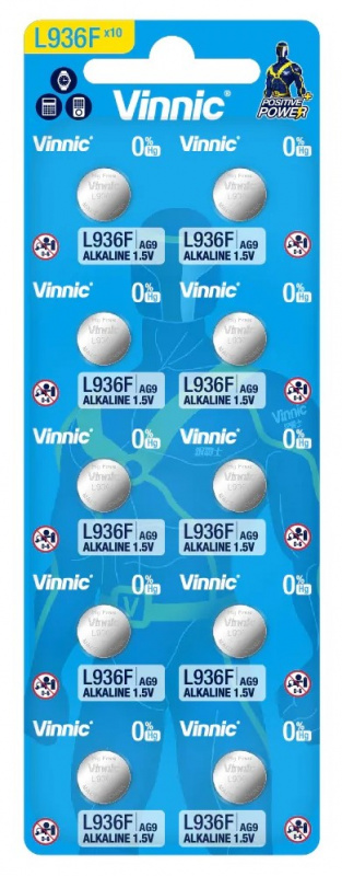 Vinnic 鈕型鹼性無汞電池 AG9 / L936F (1.5V) - 10粒裝 VP-BT-L936F-C10 價錢、規格及用家意見 ...