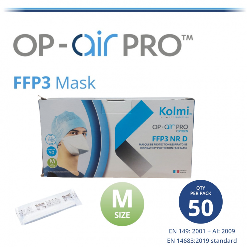 Kolmi OP Air Pro Oxygen FFP3 Respirator Type 2R Mask 即棄式呼吸器鴨咀口罩 (Size M ...