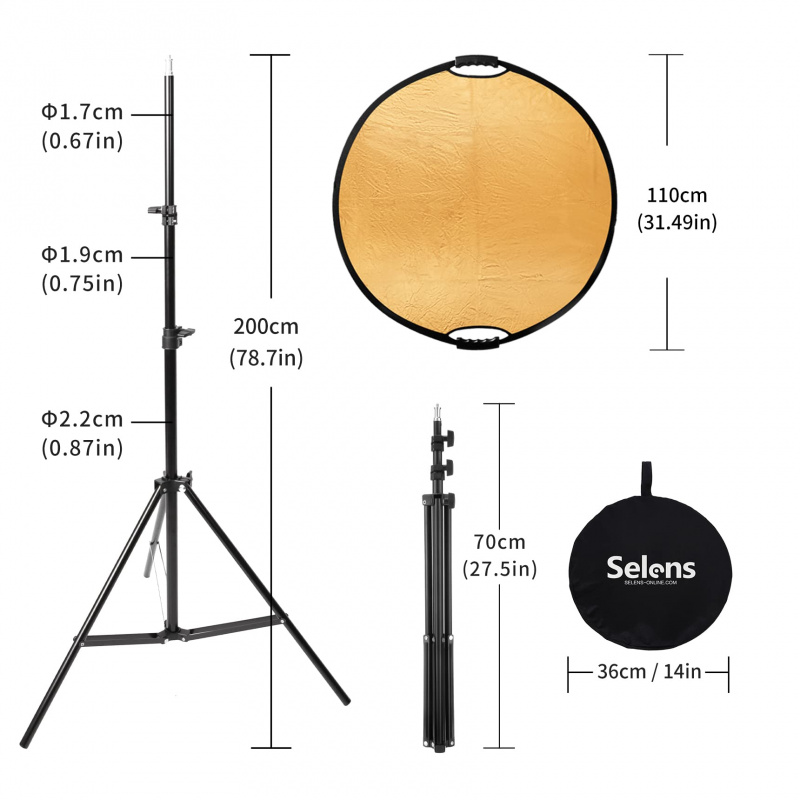 Selens 110cm Circle Reflector With 2m Light Stand 反光板連燈架 價錢、規格及用家意見 ...