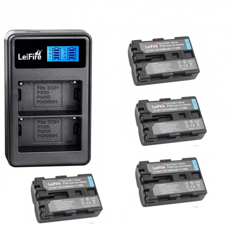 LEIFIRE 4 PCS NP-FM50 / NP-FM55H Lithium-Ion Batteries With LCD Display ...