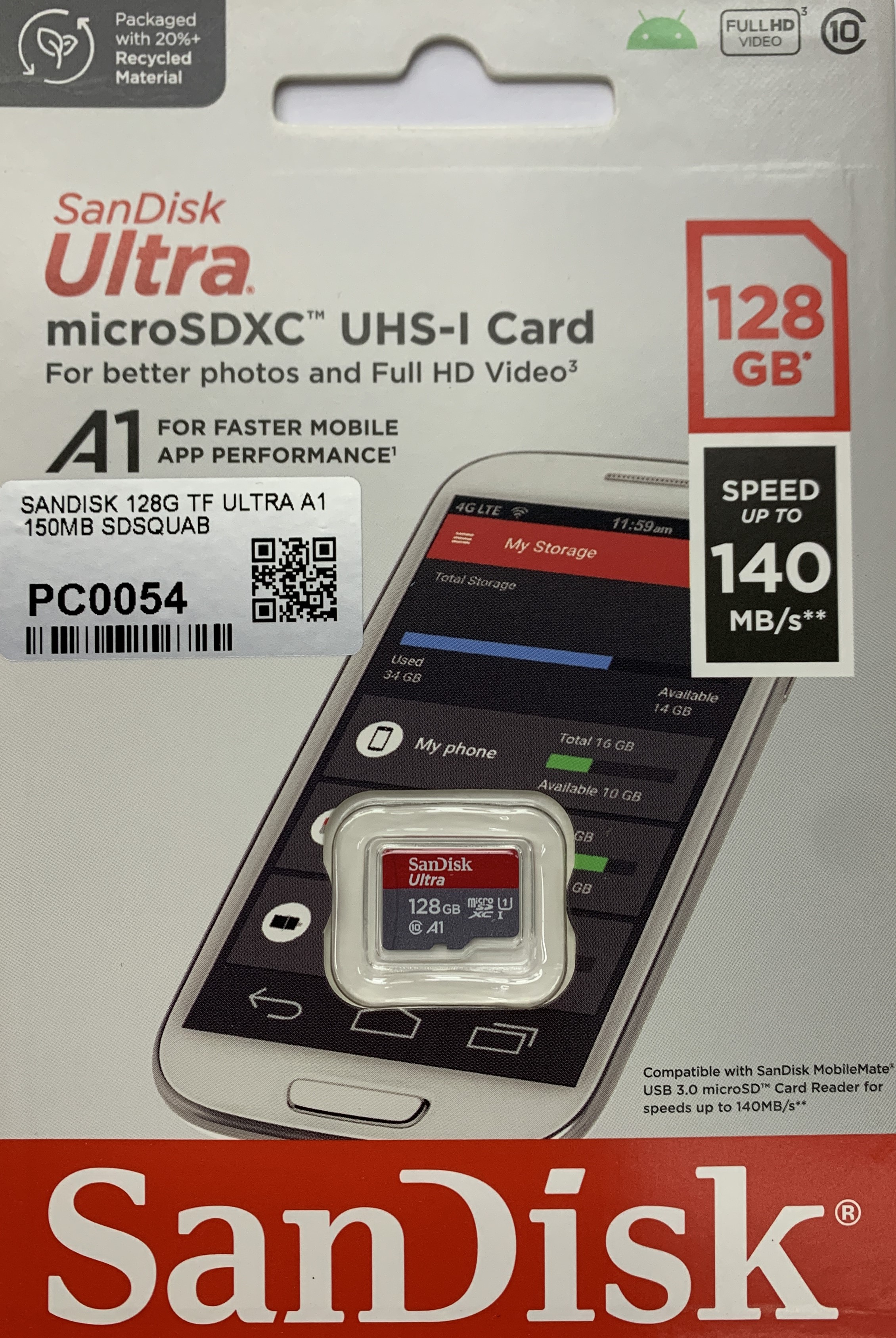 SanDisk Ultra A1 U1 C10 UHS-I microSDXC 記憶卡 128GB [R:140] (SDSQUAB-128G) 價錢、規格及用家意見 - 香港格價網 ...