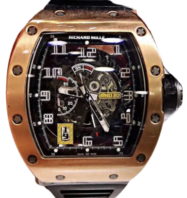 Richard Mille Rose Gold Skeleton Dial Black Strap Watch RM 030 價錢、規格及用家 ...