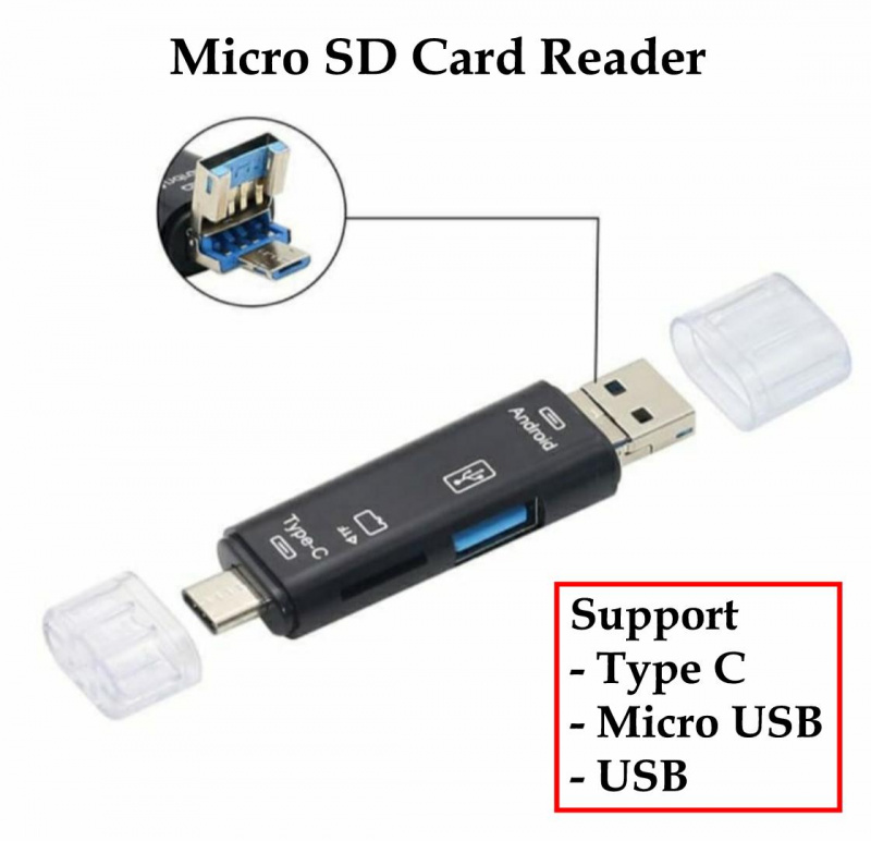 Aspirations 3 in 1 Micro SD Card Reader, Type C Card Reader, 讀卡器 D-188 ...