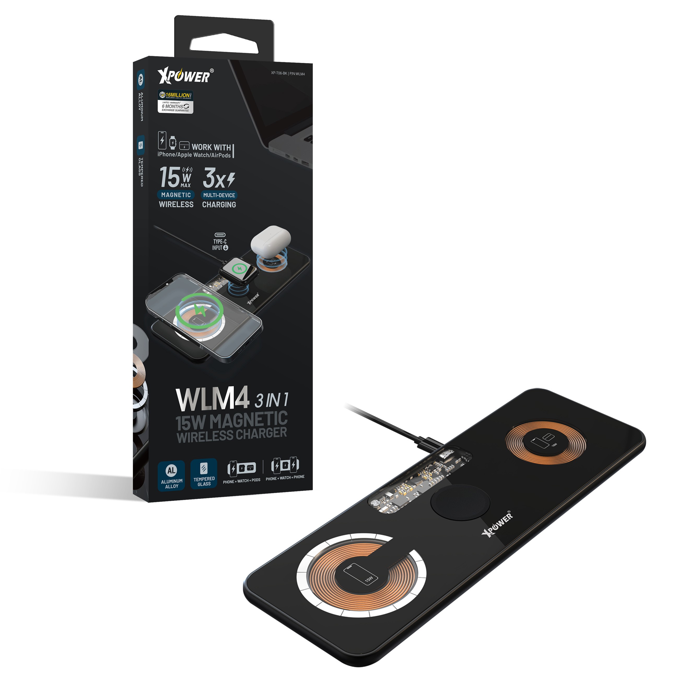 XPower 3 in 1 15W磁吸無線充電器 WLM4 價錢、規格及用家意見 - 香港格價網 Price.com.hk