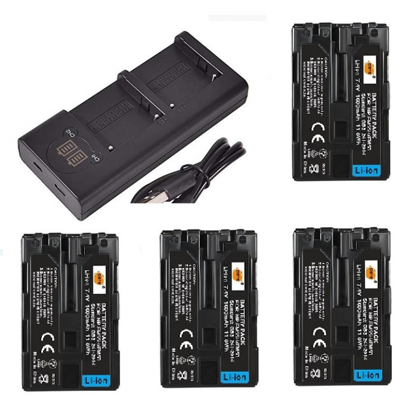 DSTE 4 Pcs NP-FM50 / NP-FM55H Lithium-Ion Batteries With LCD Display ...