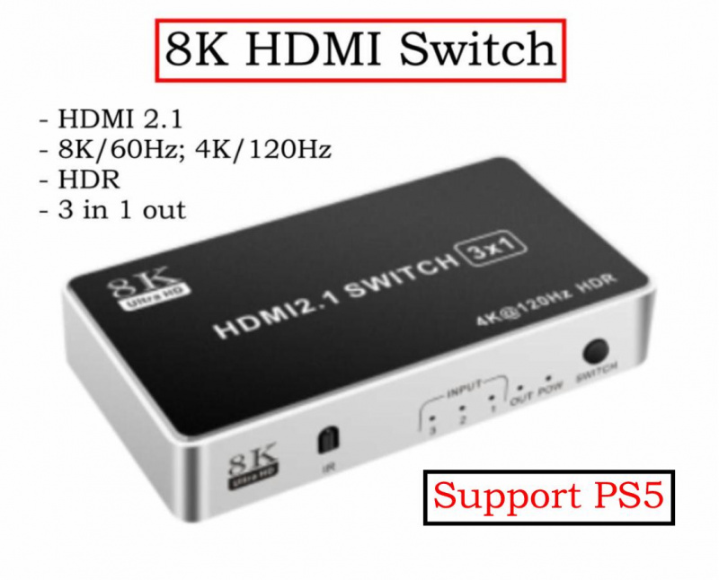 Aspirations 4K/120Hz HDMI Switch, HDMI切換器 (HDMI 2.1 / 8K) A8K31SW200 價錢、規格及用家意見 - 香港格價網 Price.com.hk