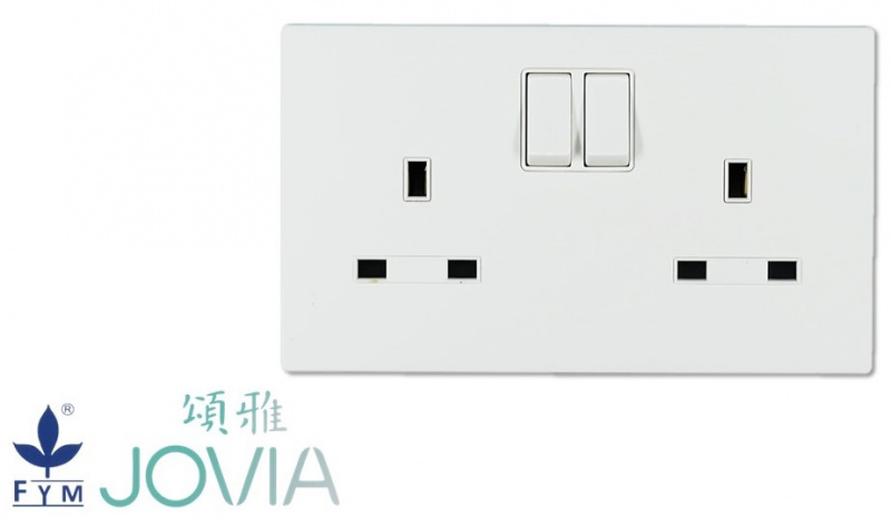 FYM 豐葉牌 Jovia 13A 2 Gang Single Pole Switched Socket Outlet 頌雅系列13A孖位有掣 ...