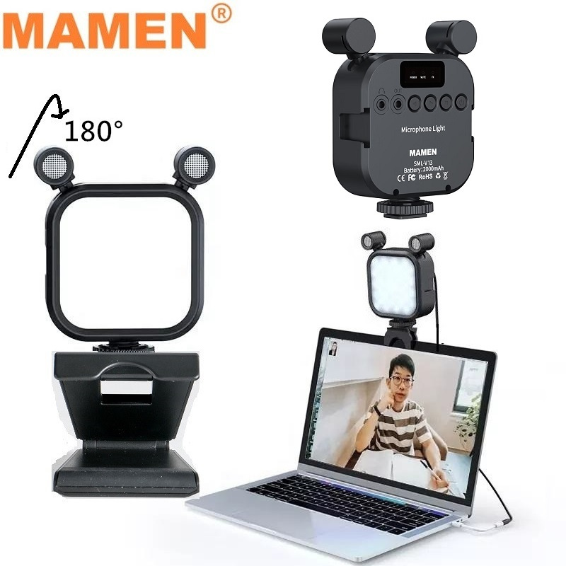 MAMEN 3 In 1 Microphone + Video Light + Mount Kit for the Conference ...