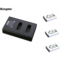 KINGMA 3 Pcs NP-BX1 Lithium-Ion Batteries With LCD Display Dual Charger 三電池連可顯電量雙充充電機 (3.6V ...