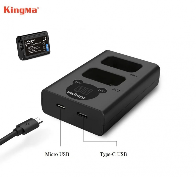 KINGMA NP-FW50 Lithium-Ion Battery With LCD Display Dual Charger 電池連可顯 ...