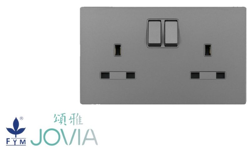 FYM 豐葉牌 Jovia 13A 2 Gang Single Pole Switched Socket Outlet 頌雅系列13A孖位有掣 ...