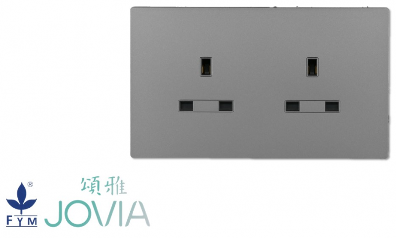 FYM 豐葉牌 Jovia 13A 2 Gang Unswitched Socket Outlet 頌雅系列13A孖位插座 蘇底 開關 面板 ...