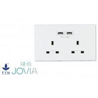 FYM 豐葉牌 Jovia 13A 2 Gang Unswitched Socket Outlet With USB TypeAx2 頌雅系列 ...
