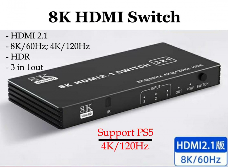 Aspirations 4K/120Hz HDMI Switch, HDMI切換器 (HDMI2.1 / 8K / 3 in 1 out) A8K31SW201 價錢、規格及用家意見 - 香港 ...