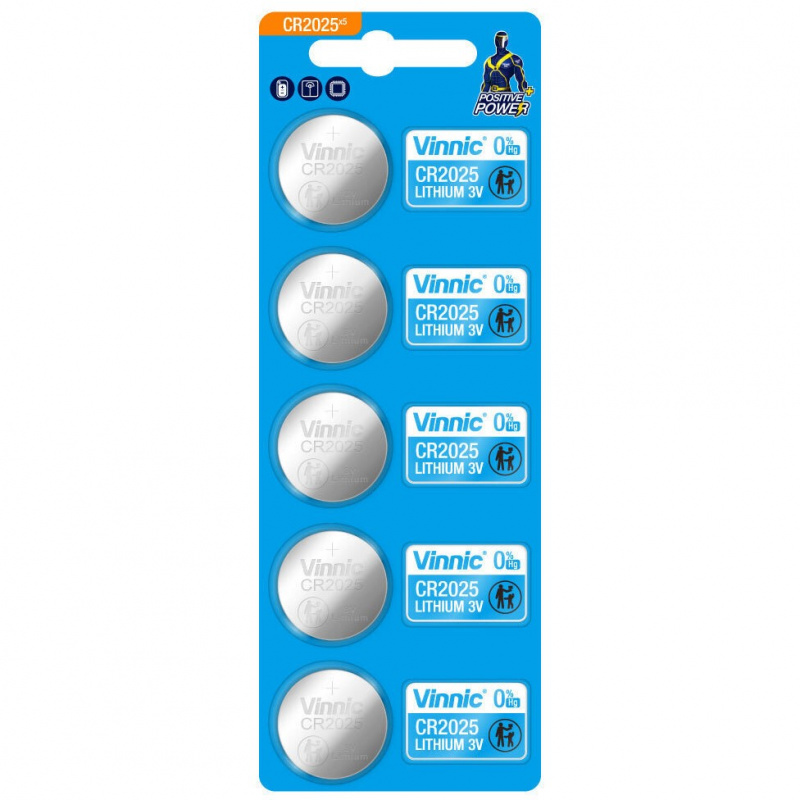 Vinnic 鈕扣鋰電池 CR2025 (3V) - 5粒裝 VP-BT-CR2025-C5 價錢、規格及用家意見 - 香港格價網 Price.com.hk