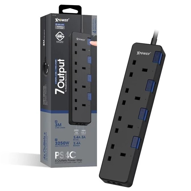 XPower 7輸出2 USB + 1 Type-C 4頭拖板 PS4C 價錢、規格及用家意見 - 香港格價網 Price.com.hk