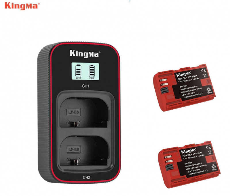 KINGMA 2 Pcs LP-E6HN Info-Lithium Batteries With LCD Display Dual USB ...