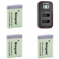 KINGMA 3 Pcs CANON NB-13L Lithium-Ion Battery Pack With LCD Display Dual USB Charger 電池連充電機 (3 ...