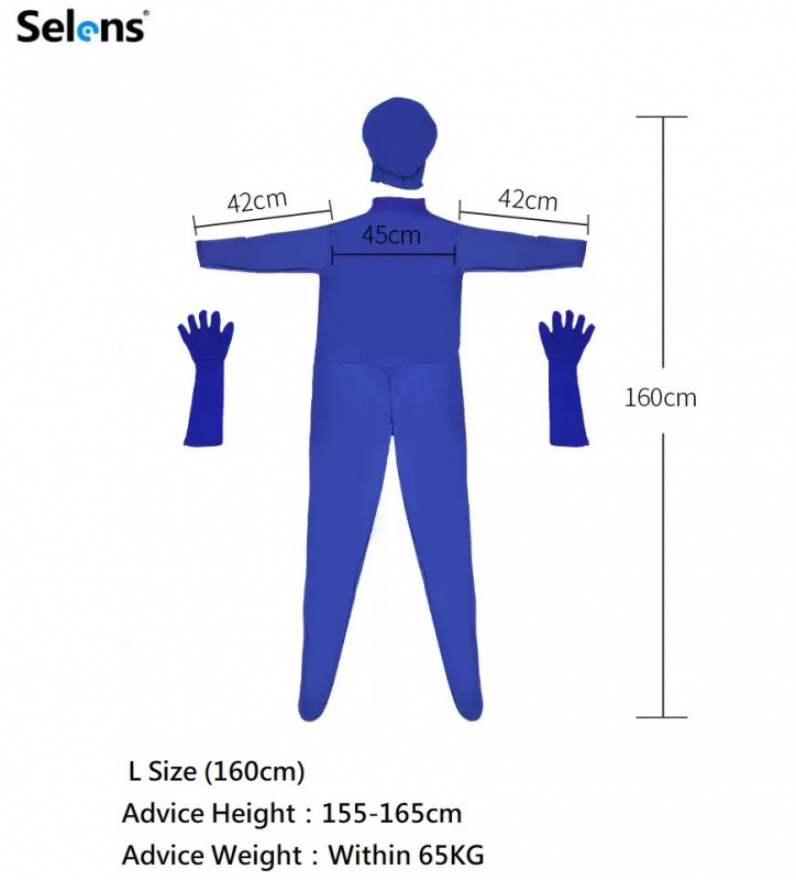 Selens Chromakey Body Suit Full Body Blue Screen Suit 後期全身分離式藍幕衣 - L ...