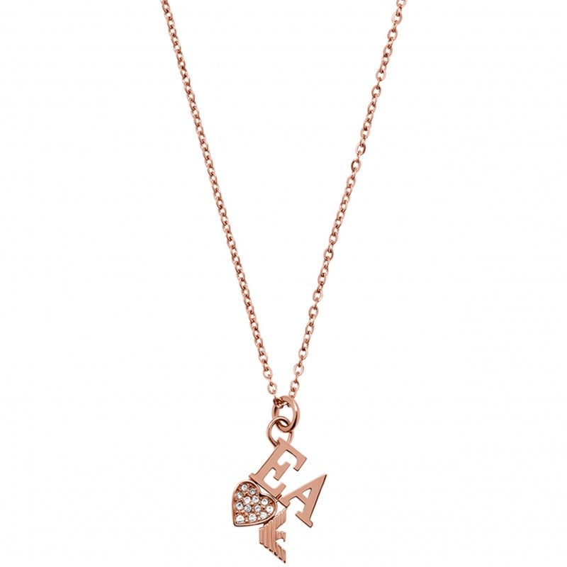 Emporio Armani Rose Gold Tone Stainless Steel Chain Necklace 玫瑰金色女士項鏈 ...