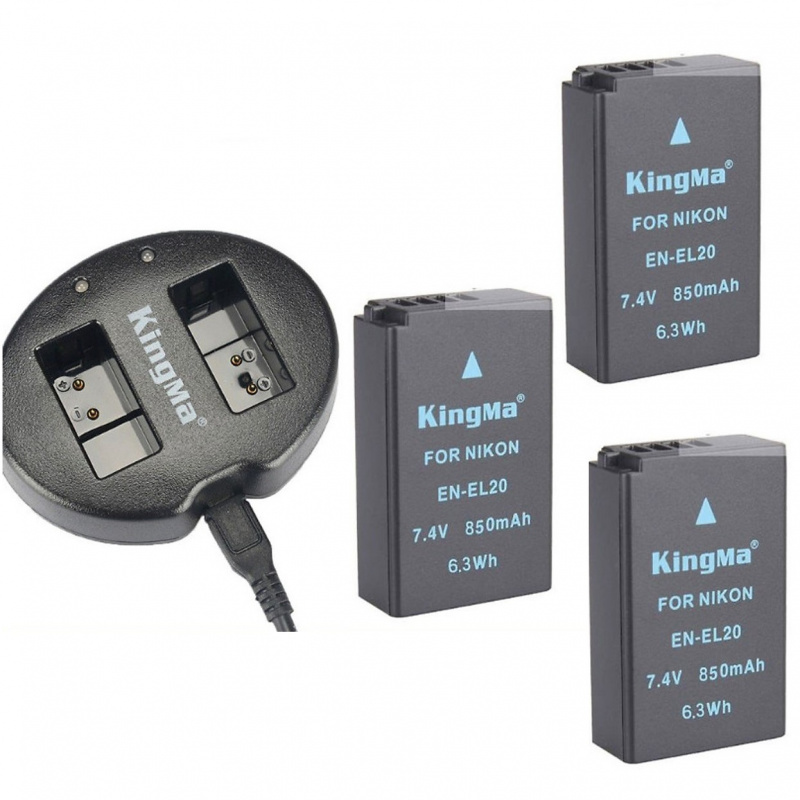KINGMA 3 Pcs EN-EL20 Lithium-Ion Battery Pack With Dual USB Charger 三電池 ...