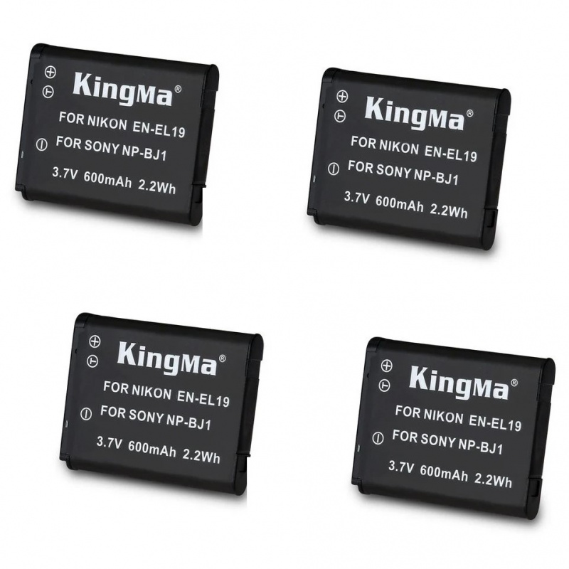 KINGMA 4 Pcs Lithium-Ion Battery Pack For Nikon EN-EL19 / Sony NP-BJ1 ...