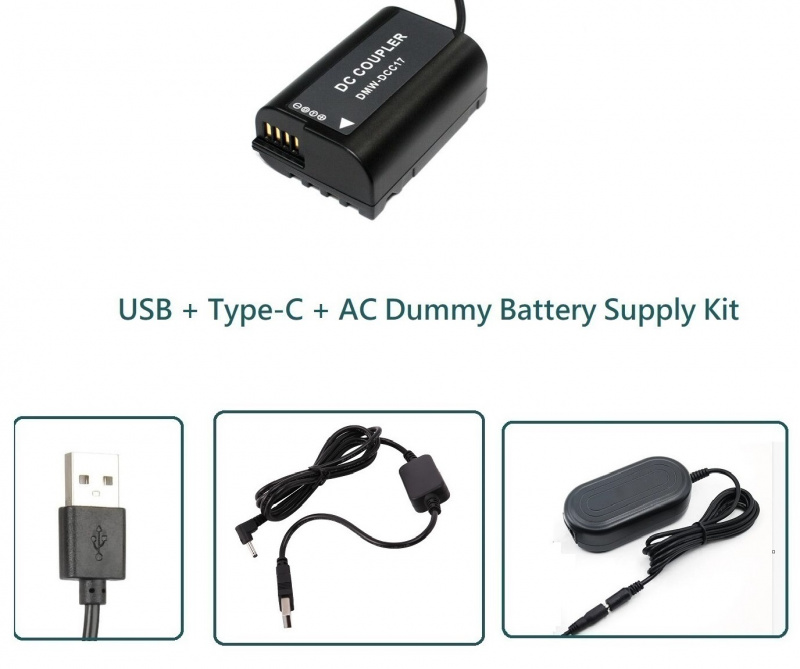 TUSAR USB + Type-C + AC Dummy Battery Supply Kit For Panasonic DMW-BLK22 - DMW-DCC17 外接電源供應器 / 假 ...