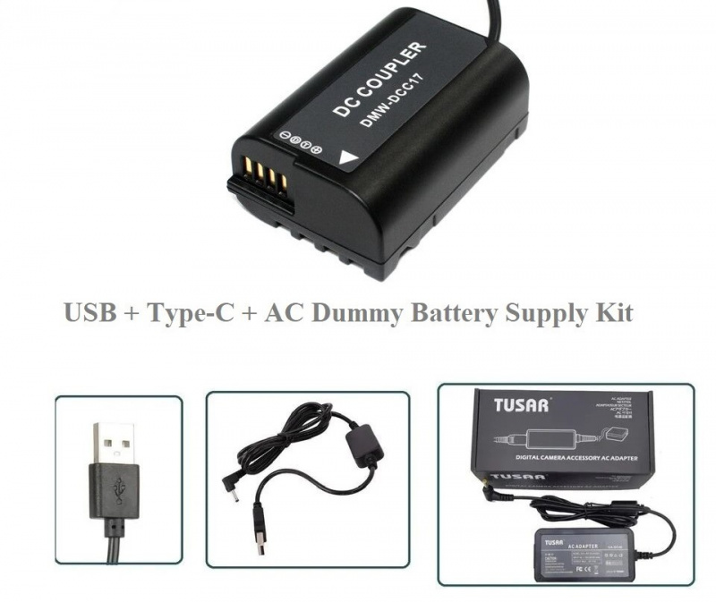 TUSAR USB + Type-C + Pro AC Dummy Battery Supply Kit For Panasonic DMW-BLK22 - DMW-DCC17 外接電源供應器 ...