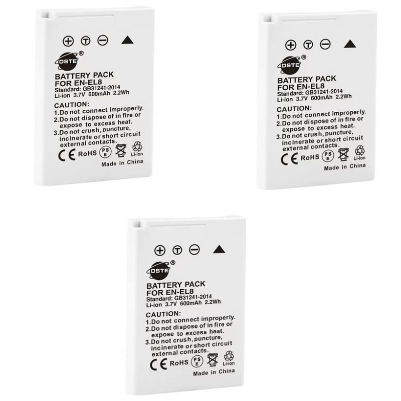 DSTE 3 Pcs EN-EL8 Lithium-Ion Battery Pack 代用鋰電池 (3.7V，600mAh) 價錢、規格及用家 ...