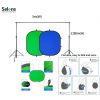 Selens 2.88m(H) x 3m(W) Studio Support Stand With 1.5m(W) x 2m(H ...