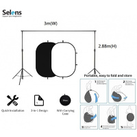 Selens 2.88m(H) x 3m(W) Studio Support Stand With 1.5m(W) x 2m(H ...