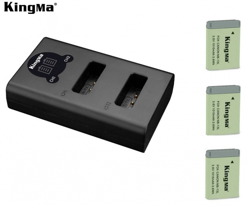 KINGMA 3 Pcs NB-13L Lithium-Ion Batteries With BM048 Dual USB Type-C ...