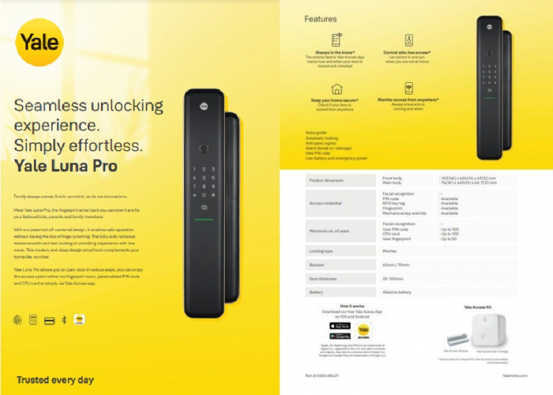 Yale Luna Pro 智能電子門鎖 價錢、規格及用家意見 - 香港格價網 Price.com.hk