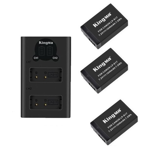 KINGMA 3 Pcs LP-E17 Lithium-Ion Batteries With BM048 Dual USB Type-C ...