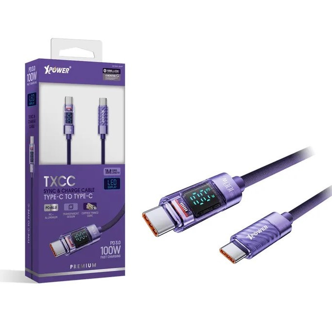 XPower LED顯示透明100W高速傳輸充電Type-C>Type-C線 (1m) TXCC 價錢、規格及用家意見 - 香港格價網 ...