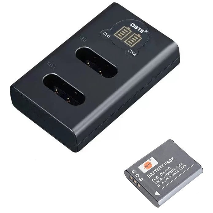 DSTE Olympus LI-90B / LI-92B / Ricoh DB-110 Lithium Battery Pack With LCD Display USB Type-C ...