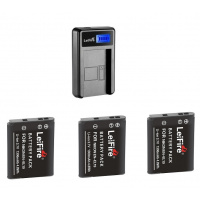 LEIFIRE 3 Pcs Nikon EN-EL19 / Sony NP-BJ1 Lithium-Ion Batteries With LCD Display USB Type-A ...